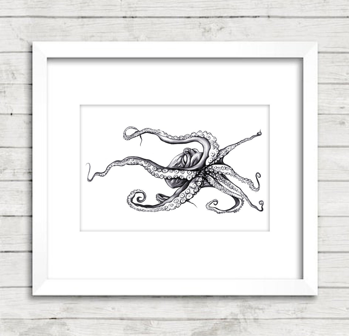 Black and White Tako Art, B&W Octopus Print, Hawaiian He'e, Surf Shack ...