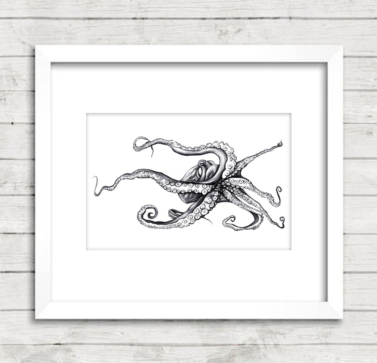 Black and White Tako Art B&W Octopus Print Hawaiian - Etsy