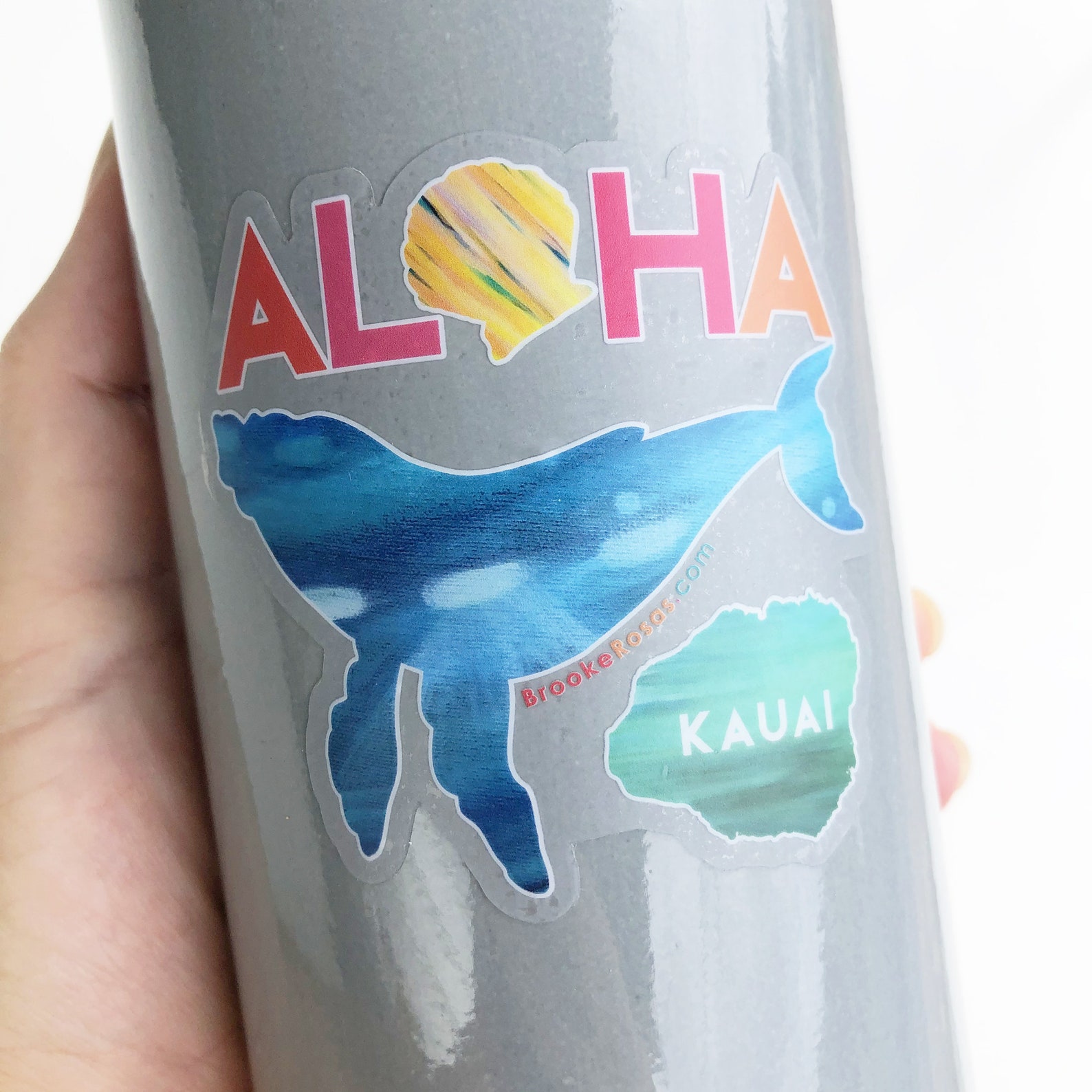 Clear Whale Kauai Sticker, Kauai Souvenir, Hawaii Vinyl Sticker, Water ...