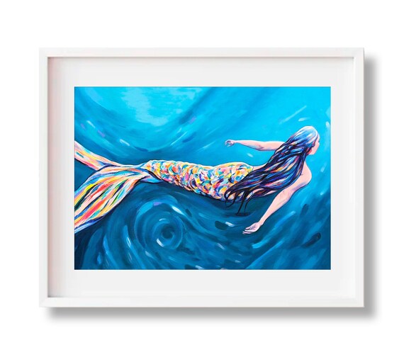 Mermaid Art Print Mermaid Décor Kauai Artist Underwater Etsy