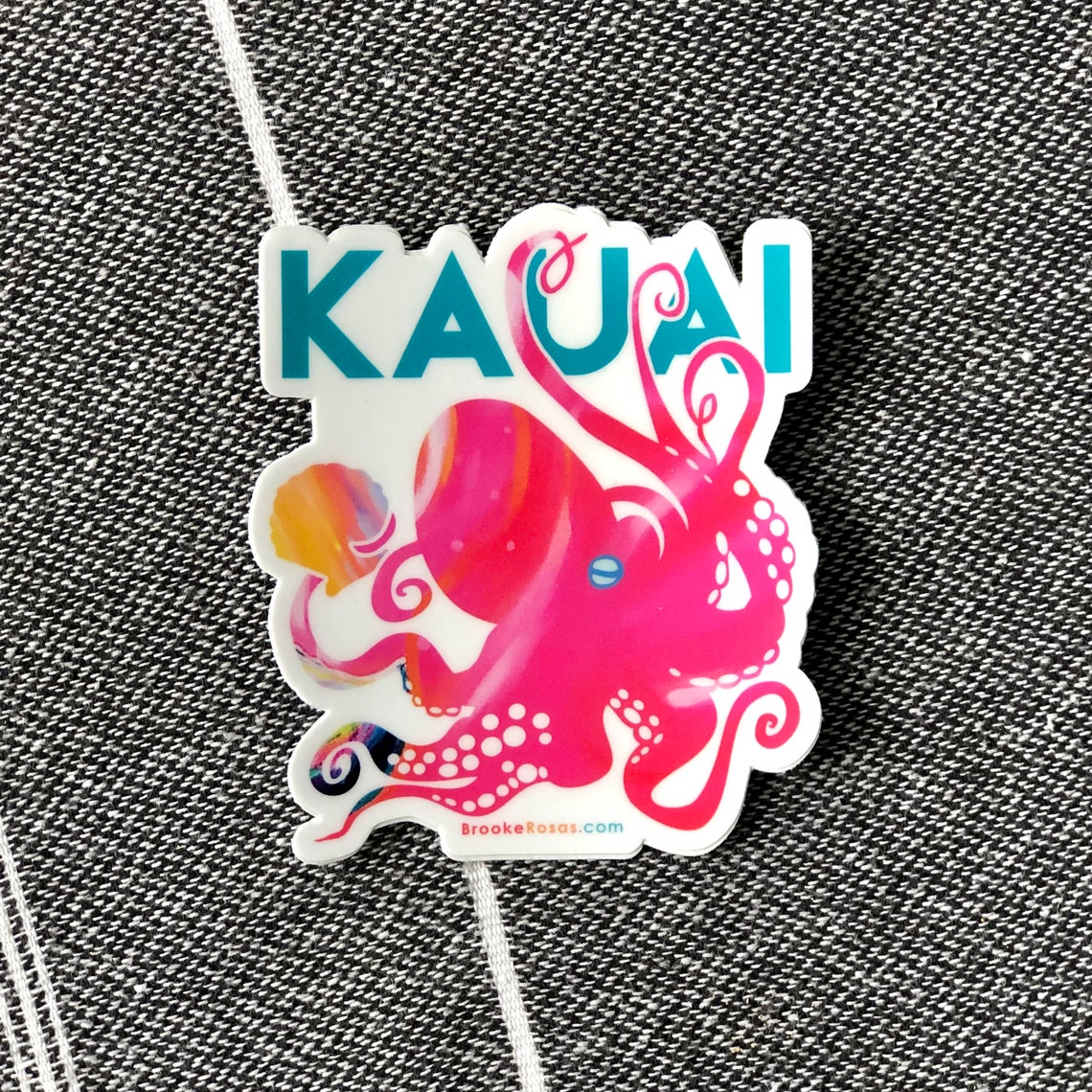 Octopus Kauai Sticker, Tako Kauai Souvenir, He'e Hawaii Sticker, Flask ...