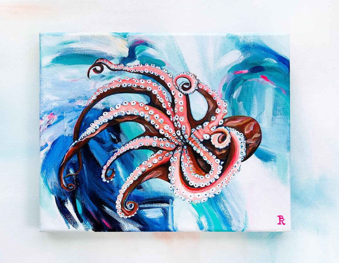 Octopus Original Acrylic Canvas Painting, Tako Art, Hawaii Artist ...