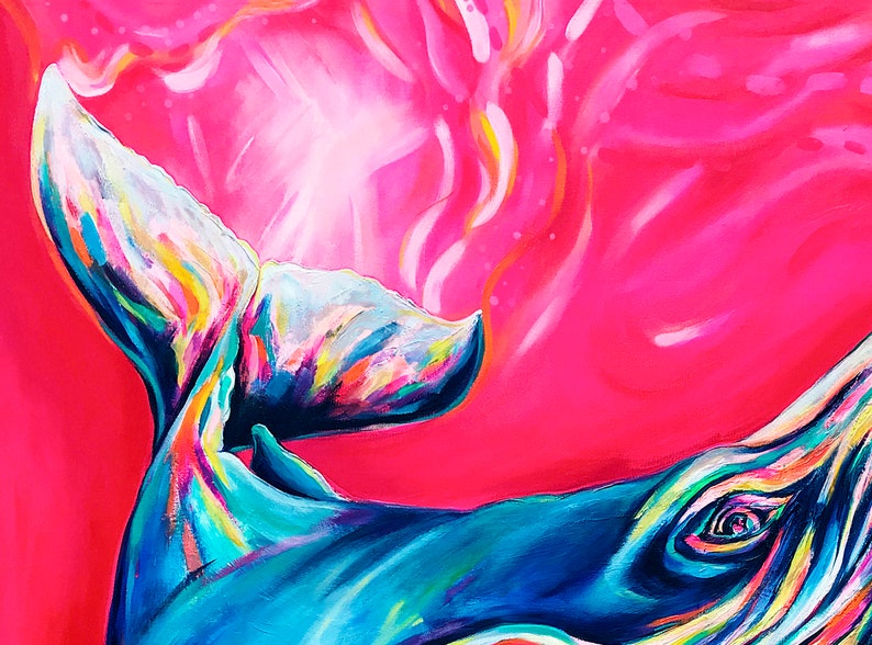Whale Art Humpback Whale Painting Rainbow Whale Print - Etsy