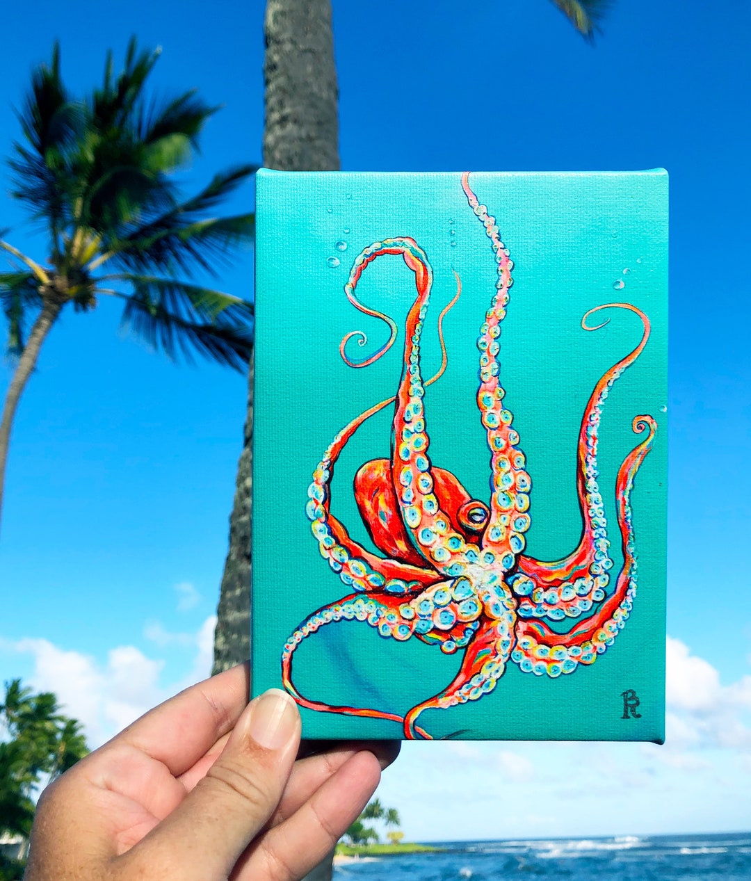 Kauai Octopus Art Print, Hawaii Ocean Decor, He'e Tako Artwork - Etsy