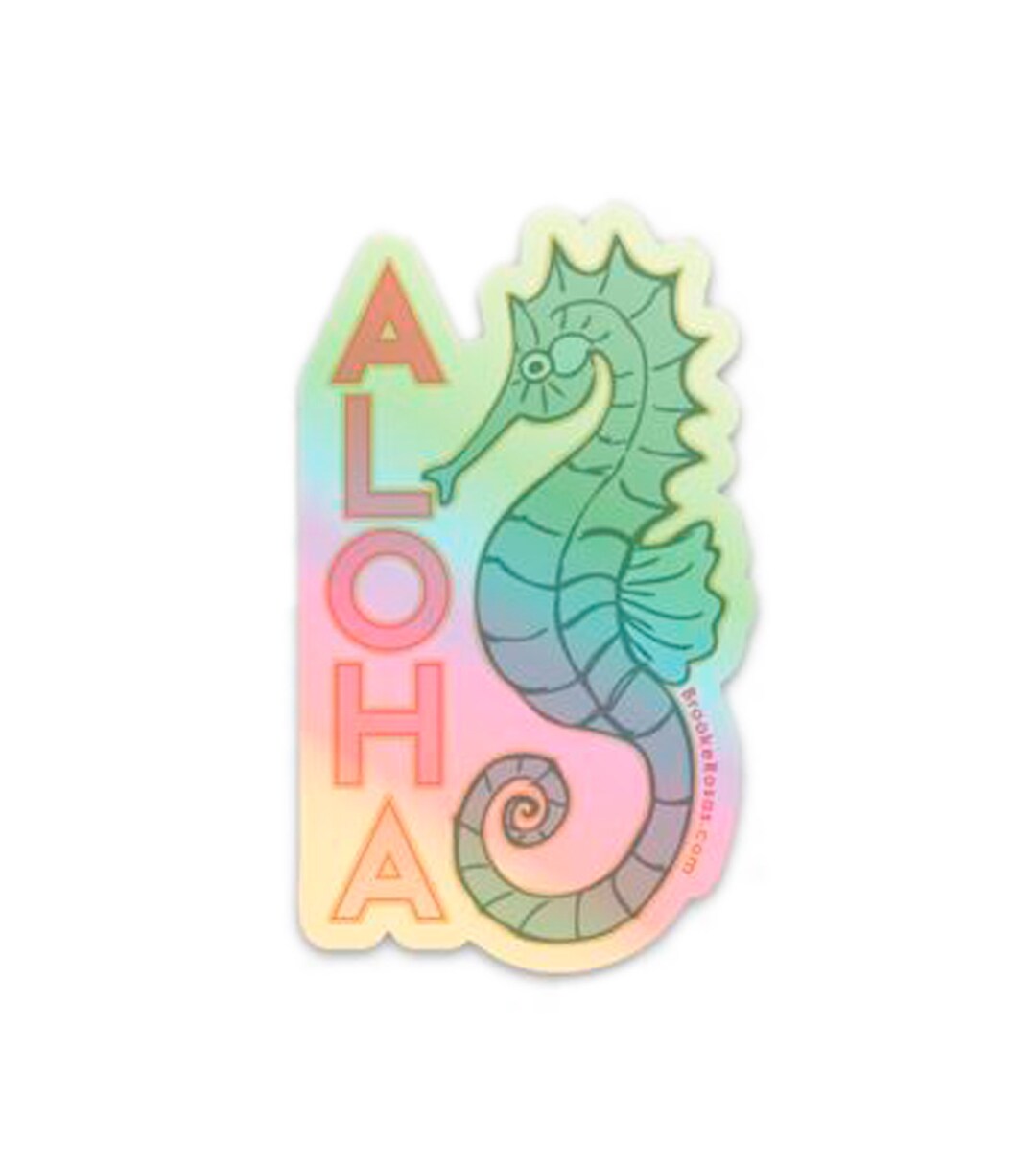 Aloha Seahorse Hawaii Sticker, Kauai Souvenir, Water Bottle Sticker ...