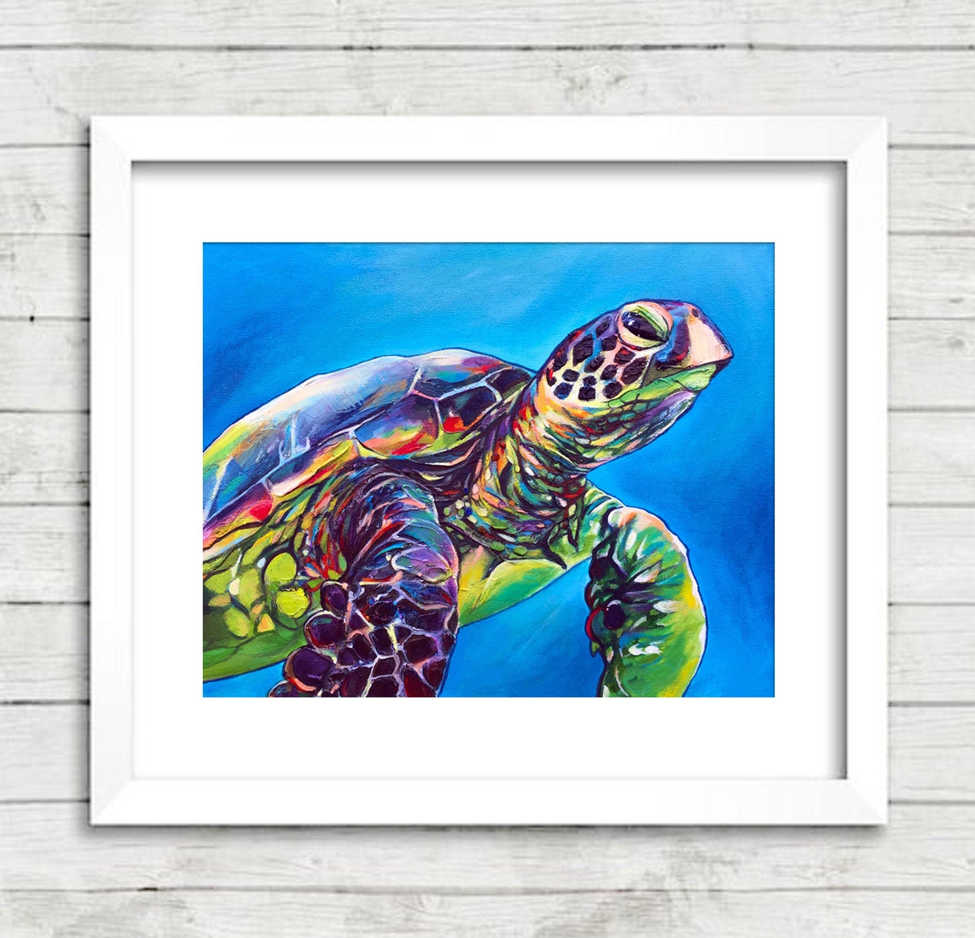 Beach Art Ocean Sea Decor Hawaiian Honu Paintings Turtles Animal Prints ...