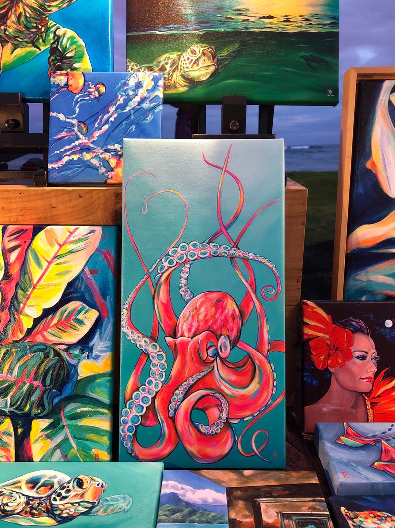 Octopus Squid Art, Tako Print, Hawaiian He’e, Kauai Artist - Etsy