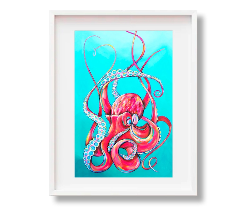 Octopus Squid Art Tako Print Hawaiian Hee Kauai Artist - Etsy