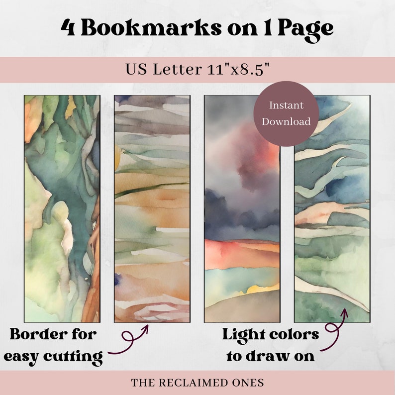 Printable Reverse Coloring Bookmarks Set of 4 Abstract Printable ...