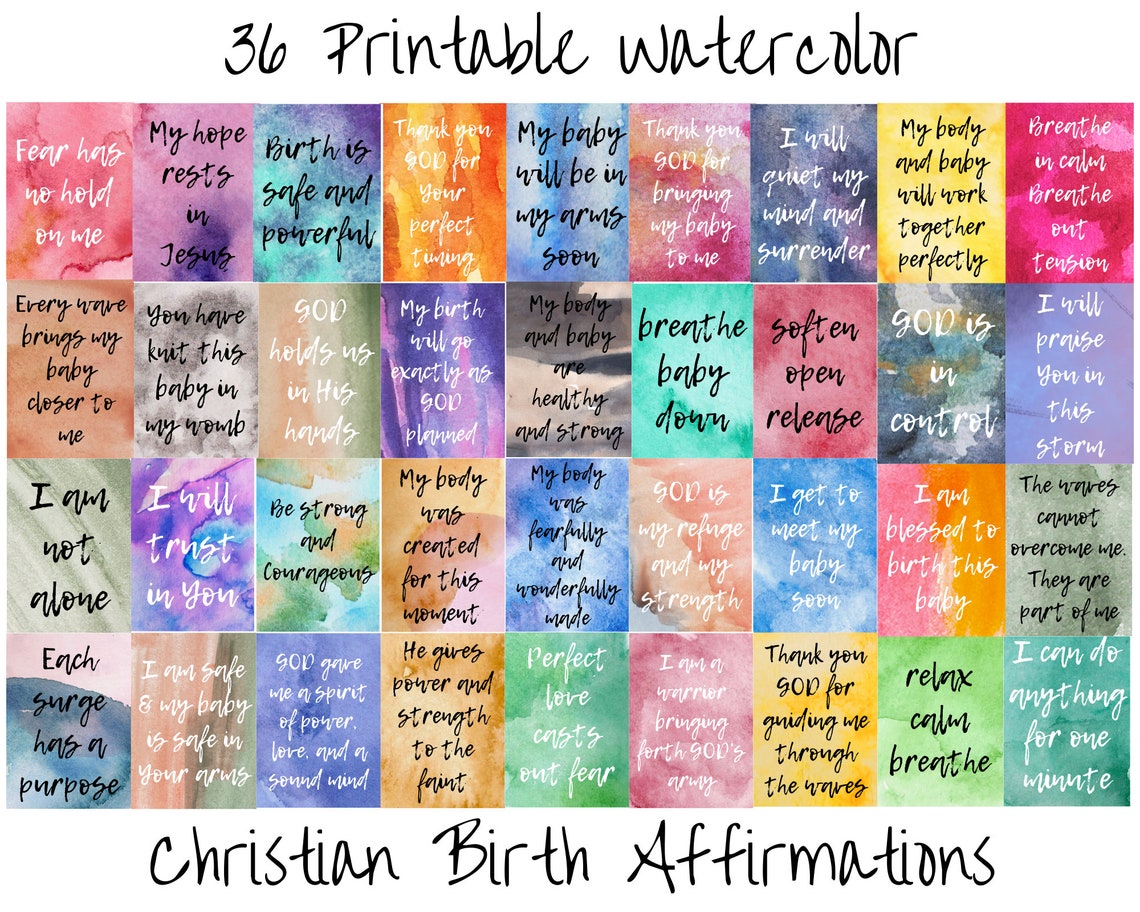Printable Christian Birth Affirmation Cards Birth Mantra Positive Birth ...