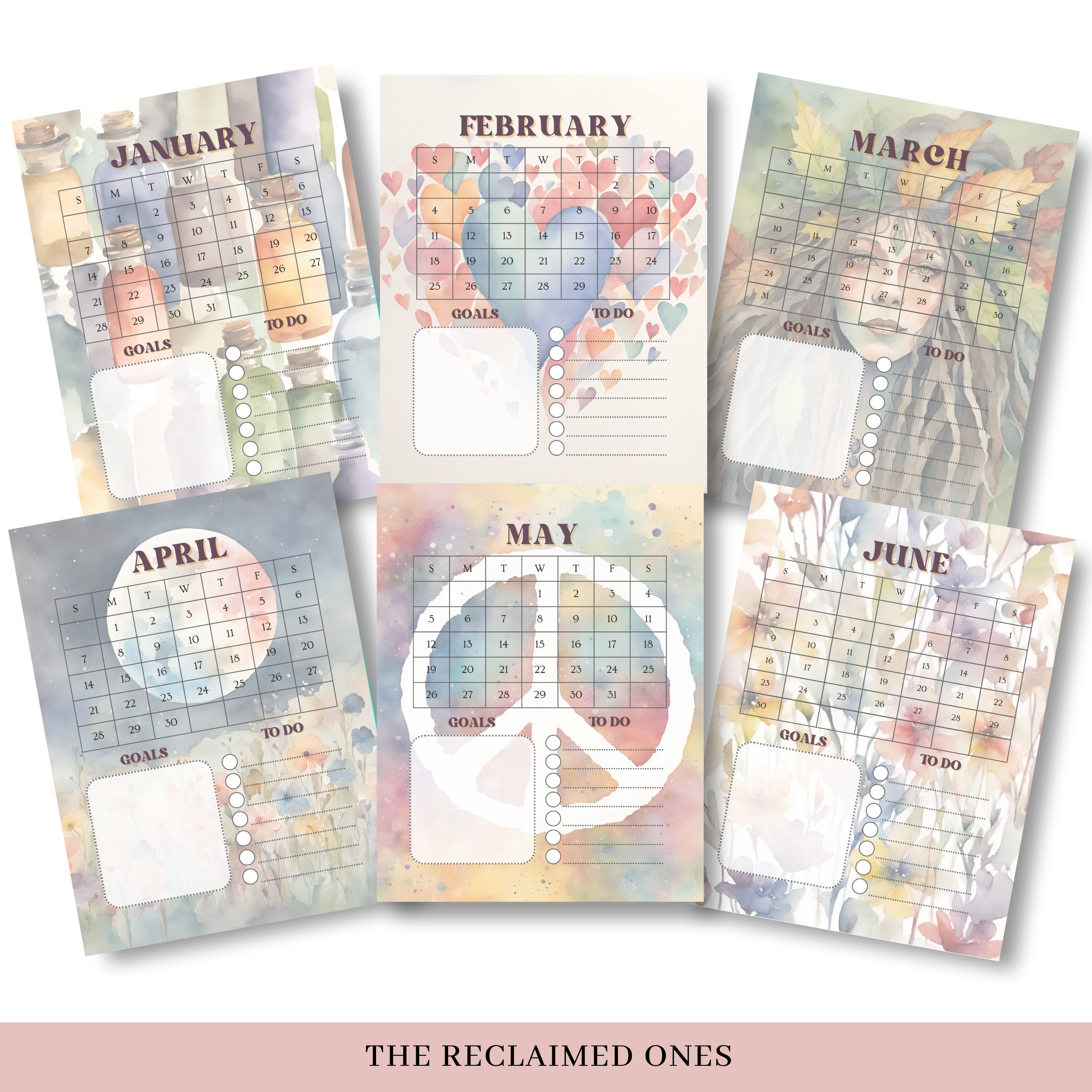 2024 Calendar Printable Hippie Calendar for Crunchy People Good Vibes ...