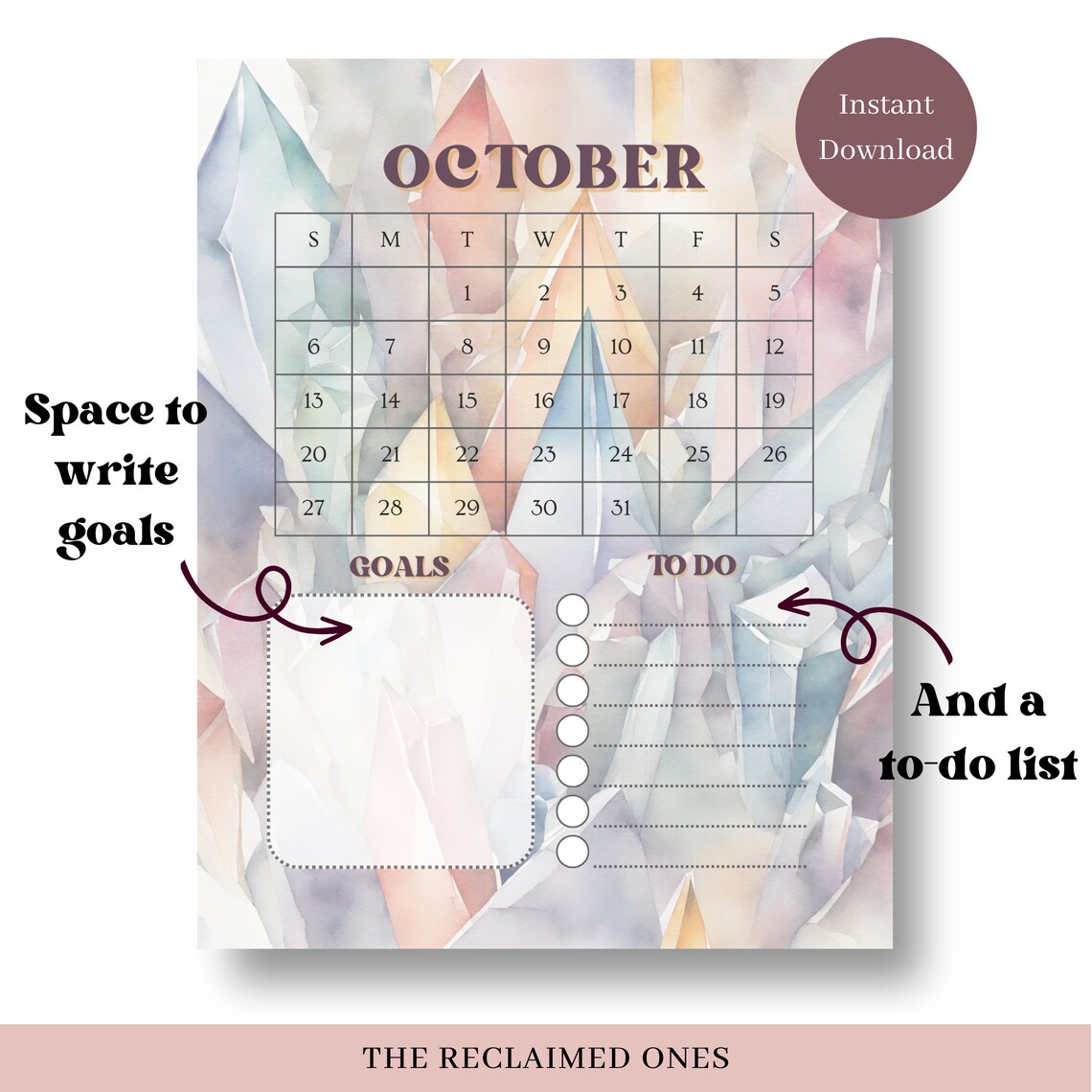 2024 Calendar Printable Hippie Calendar for Crunchy People Good Vibes ...