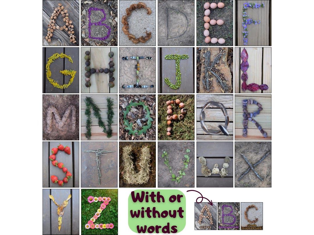 Nature Alphabet Cards Uppercase Forest School Printable Flashcards ...