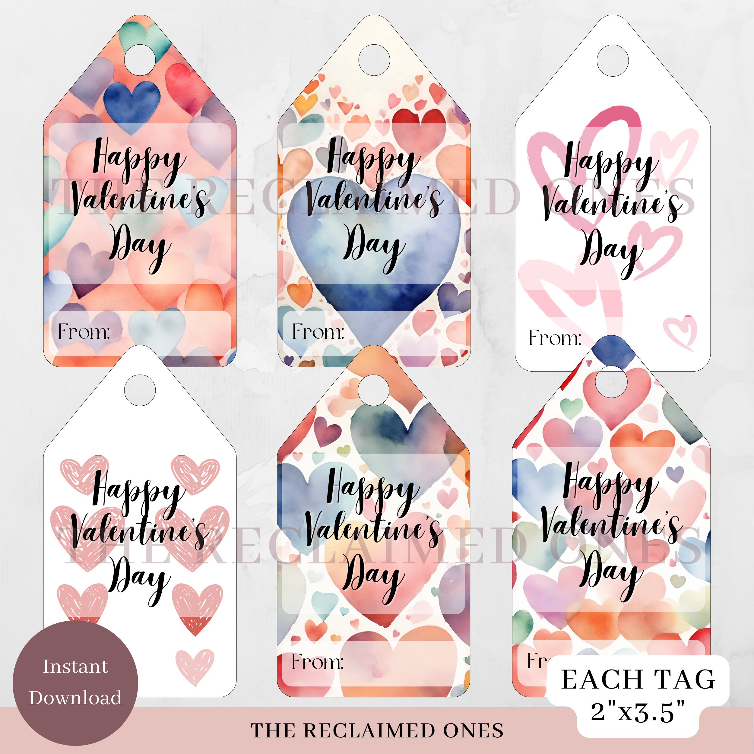 Valentine's Day Gift Tags Printable Happy Valentine's Day Favor Tags ...
