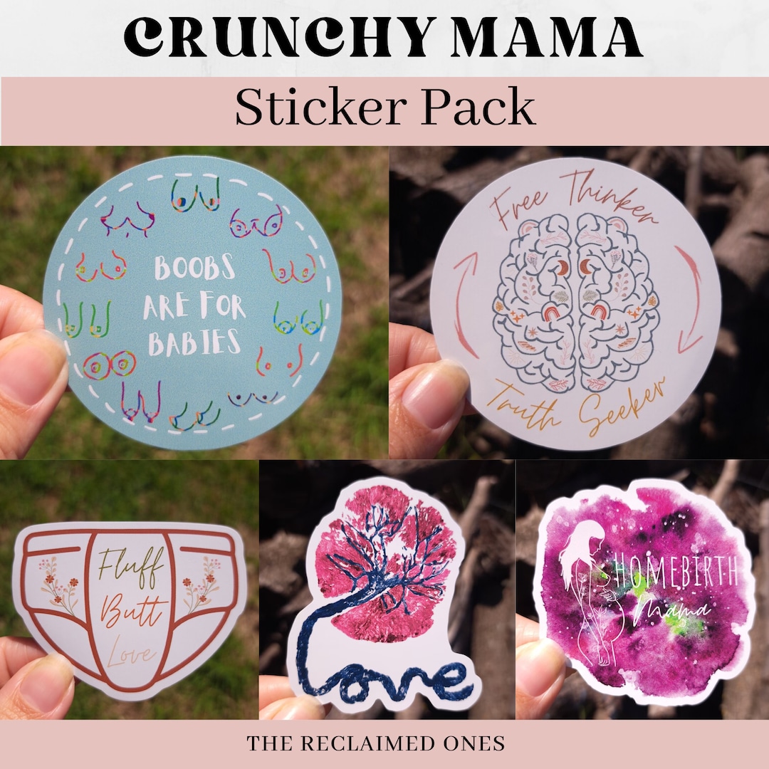 Crunchy Mama Sticker Pack Breastfeeding Homebirth Medical Freedom Cloth ...