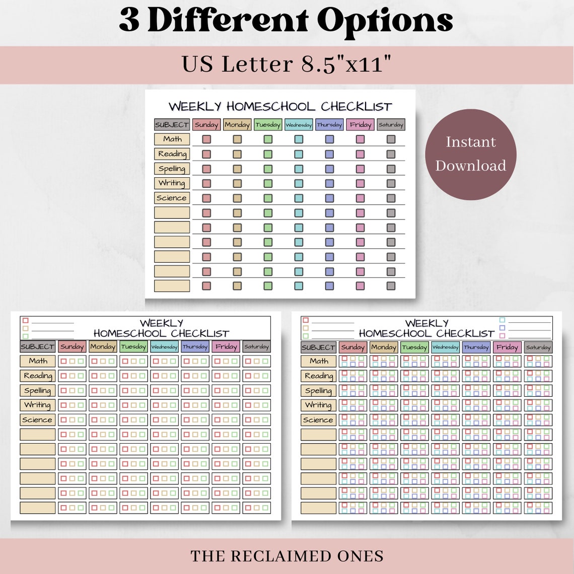 Printable Homeschool Checklist for Multiple Children Weekly Document ...