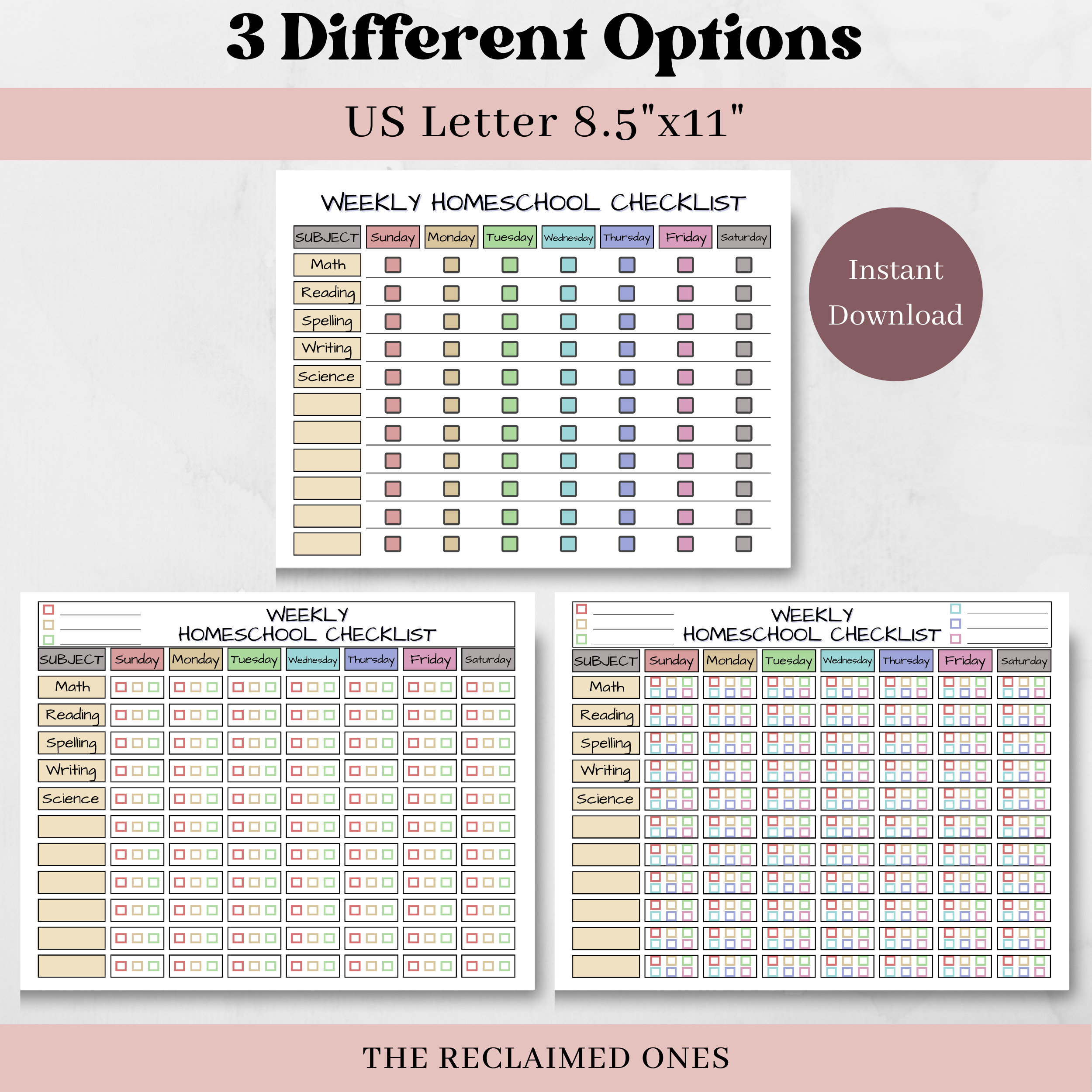 Printable Homeschool Checklist for Multiple Children Weekly Document ...
