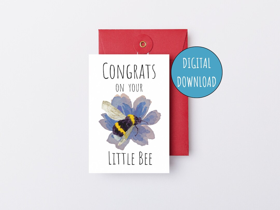 Congrats on Your Little Bee Printable Baby Shower Card Gender - Etsy