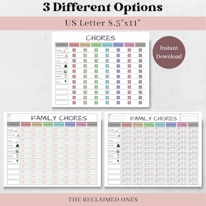 Printable Kids Chore Chart for Multiple Children Weekly Chore Charts ...