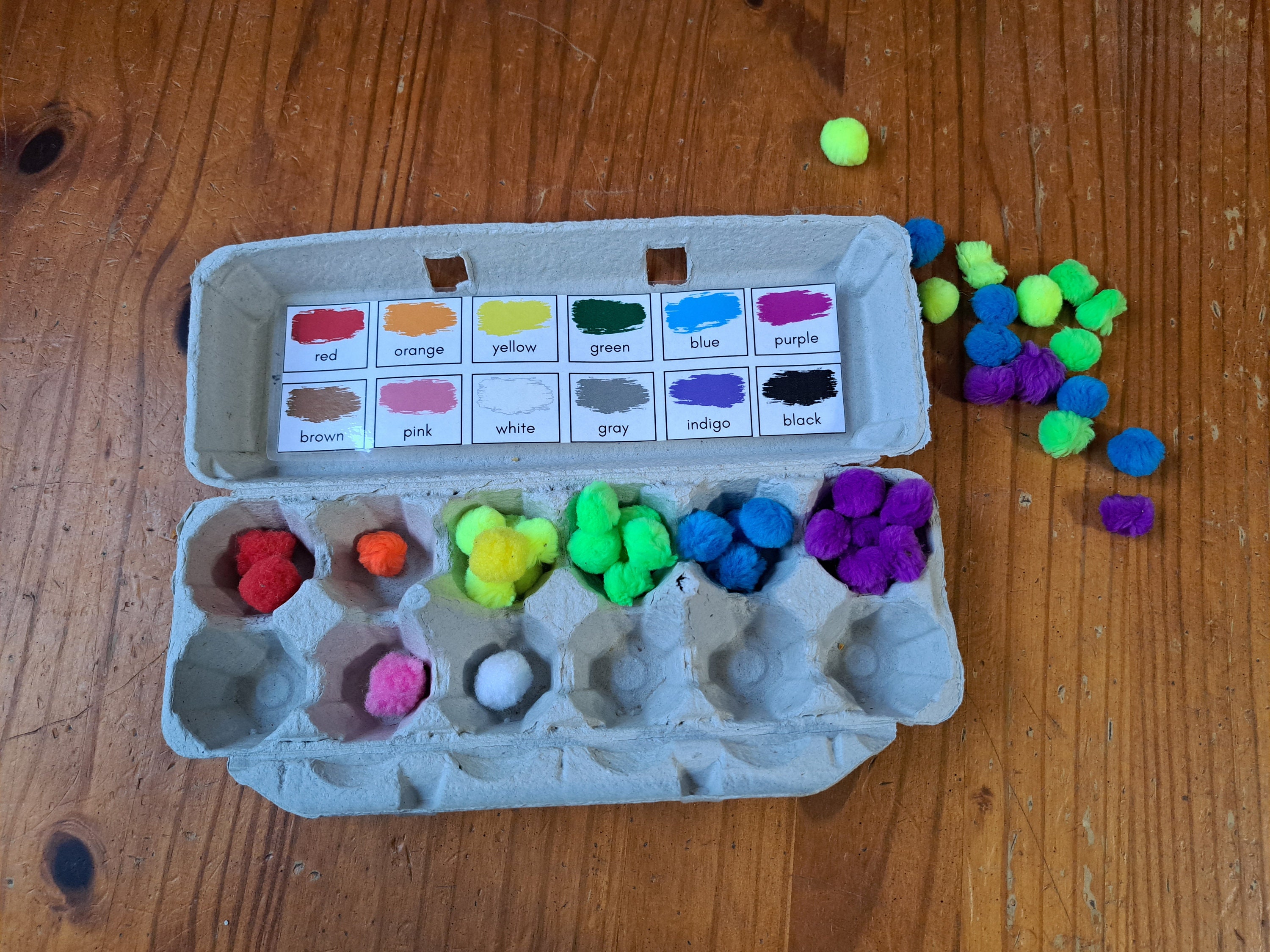 Egg Carton Color Sorter Printable Bilingual Spanish Color Easter ...