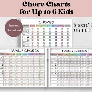 Printable Kids Chore Chart for Multiple Children Weekly Chore Charts ...