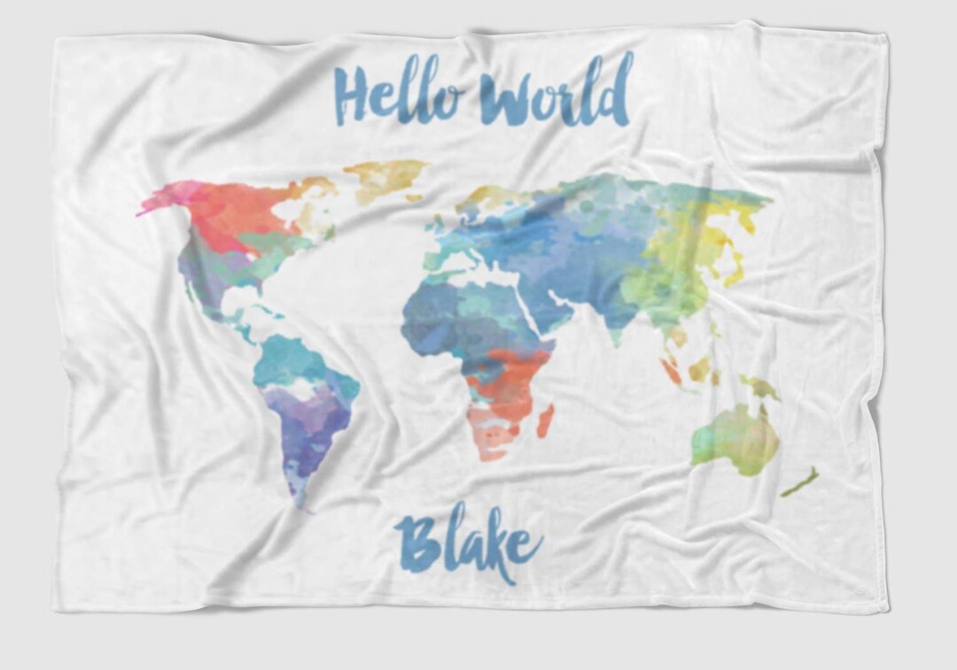 Hello World Map Baby Blanket - Etsy