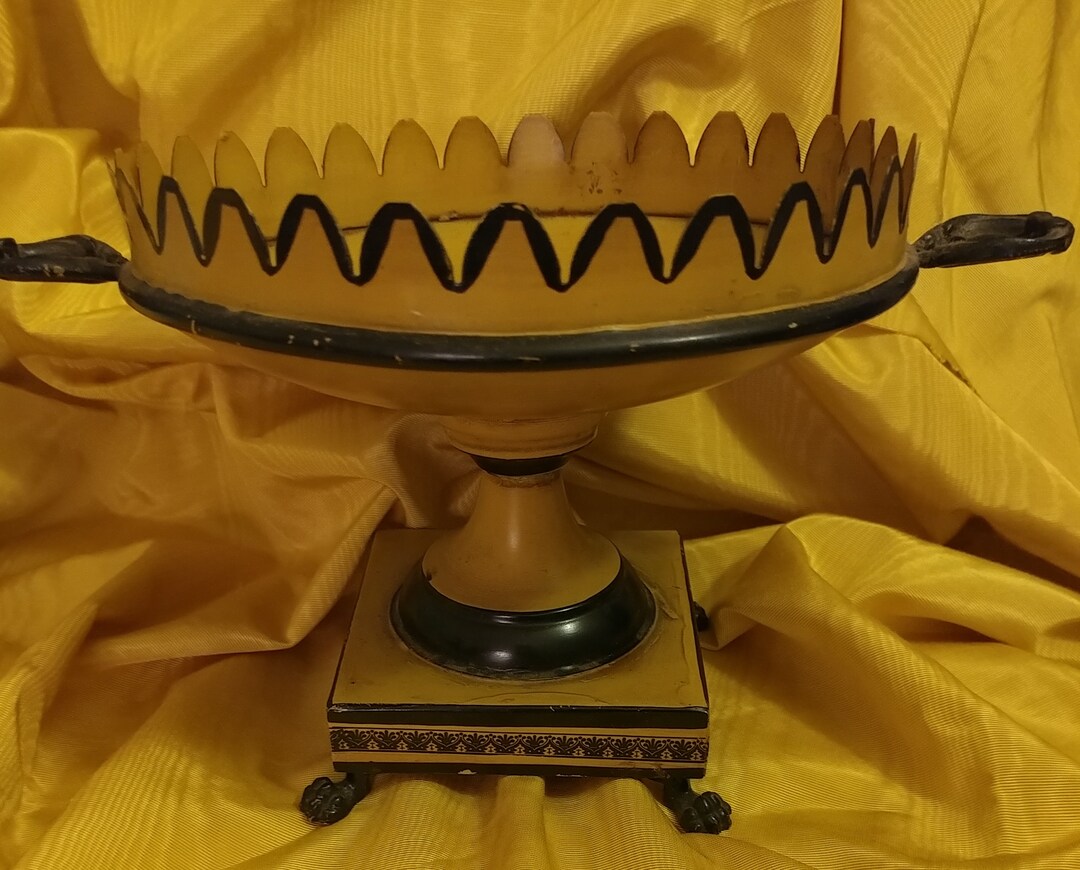 Vintage Italian Neoclassic Style Tole Mustard and Black Cache Pot - Etsy
