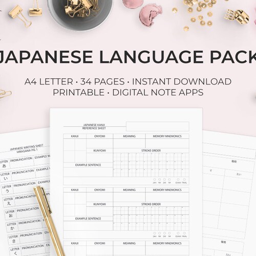 Complete Japanese Starter Pack Kanji Hiragana Katakana Verb - Etsy