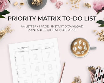 Printable Priority Matrix With to Do List Eisenhower - Etsy