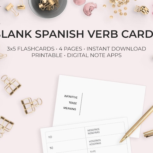 Spanish Verb Conjugation Printable Flashcards Language - Etsy