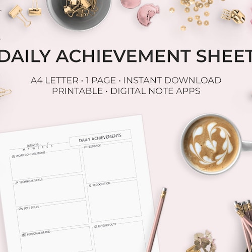 Daily Achievement Sheet Printable Work Study Job School - Etsy