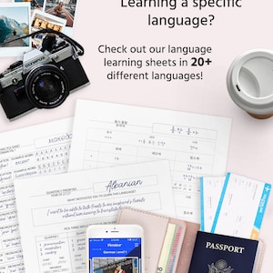Language Learning Study Planner Planning Sheets Workbook Verb Grammar ...