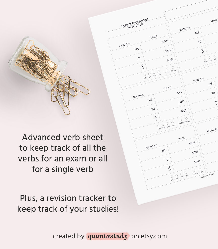 Irish Gaelic Verb Conjugation Printable Worksheets Download - Etsy UK