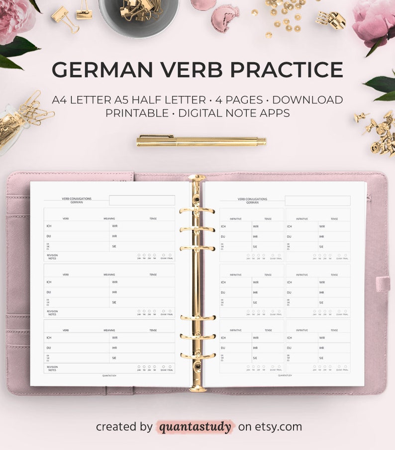 German Verb Conjugation Printable Worksheets Download Good - Etsy New ...