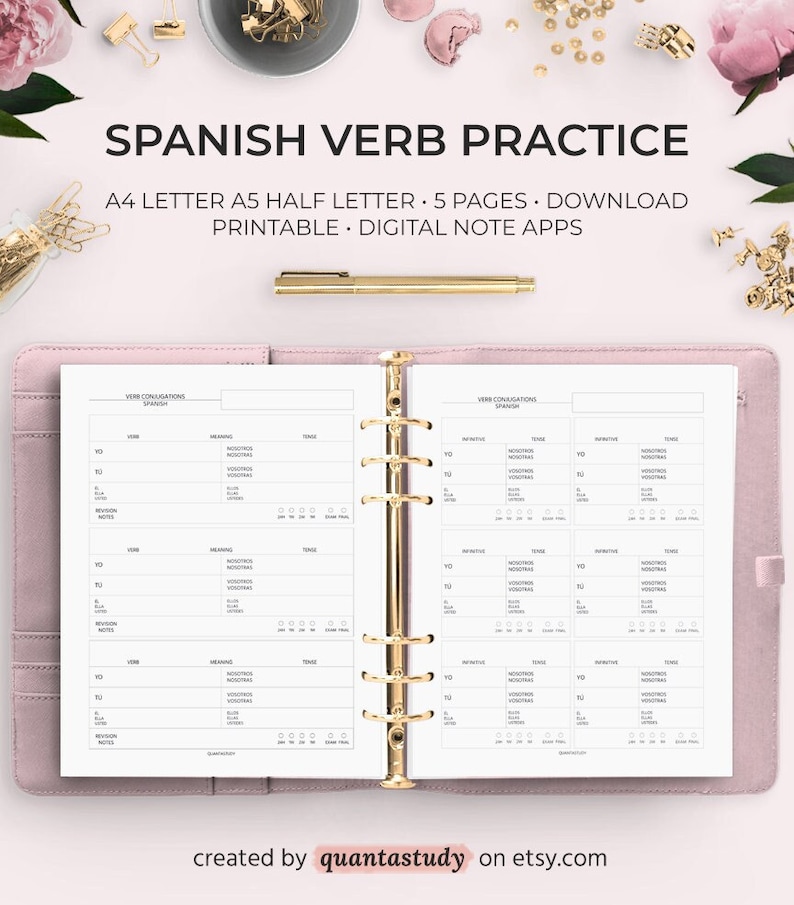 Spanish Verb Conjugation Practice Study Sheets Tenses Language - Etsy