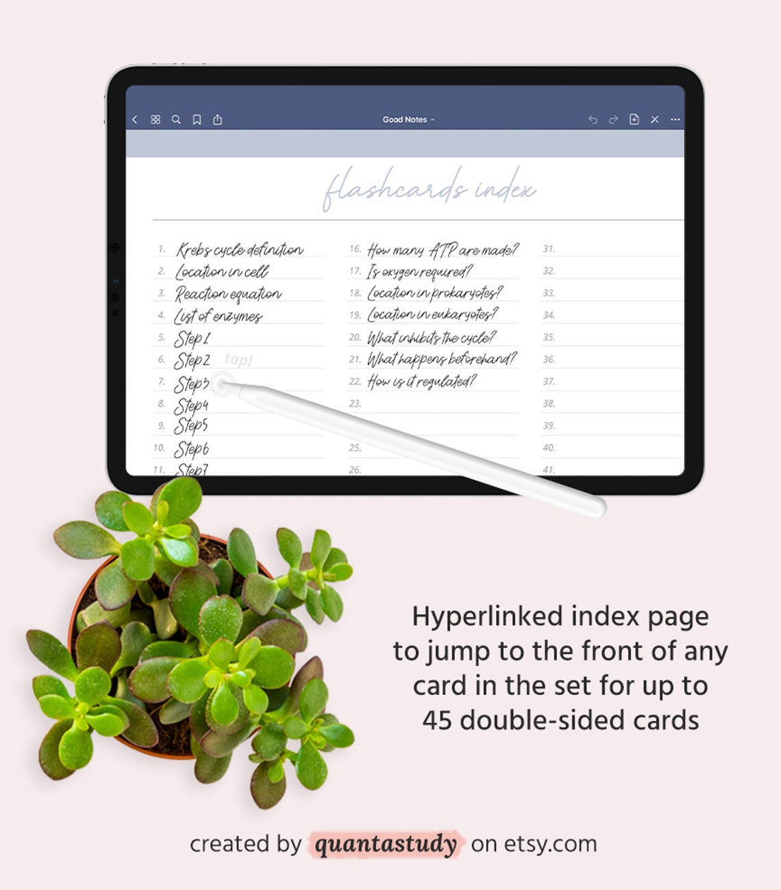 Hyperlinked Digital Flashcards for Goodnotes Customizable - Etsy