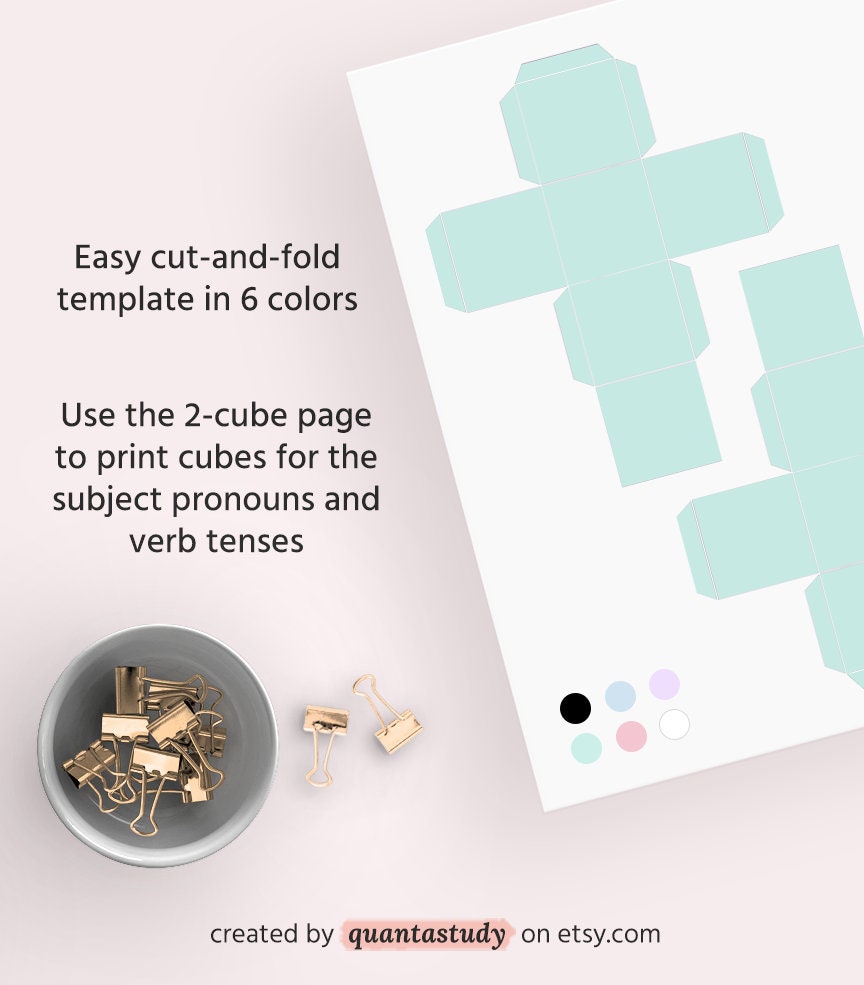 Language Learning Verb Conjugation Game Subject Pronoun Cube Printable ...