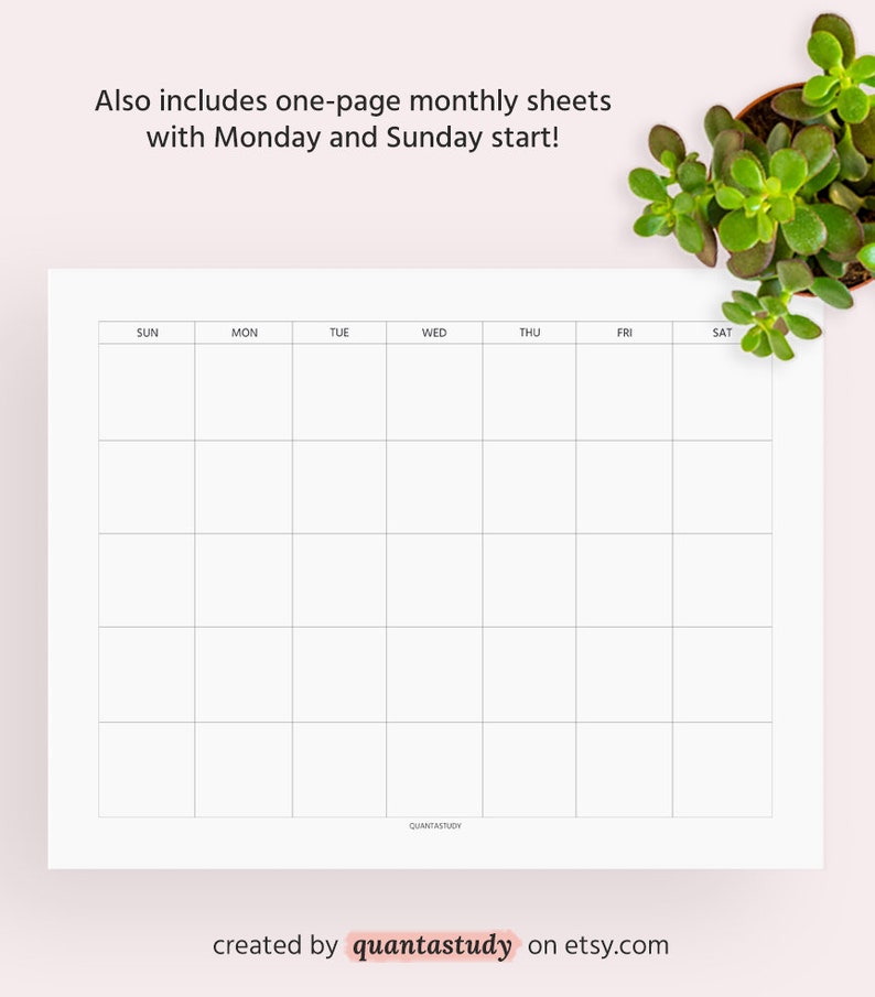 2022 Black and White Monthly Planning Spread Printable - Etsy
