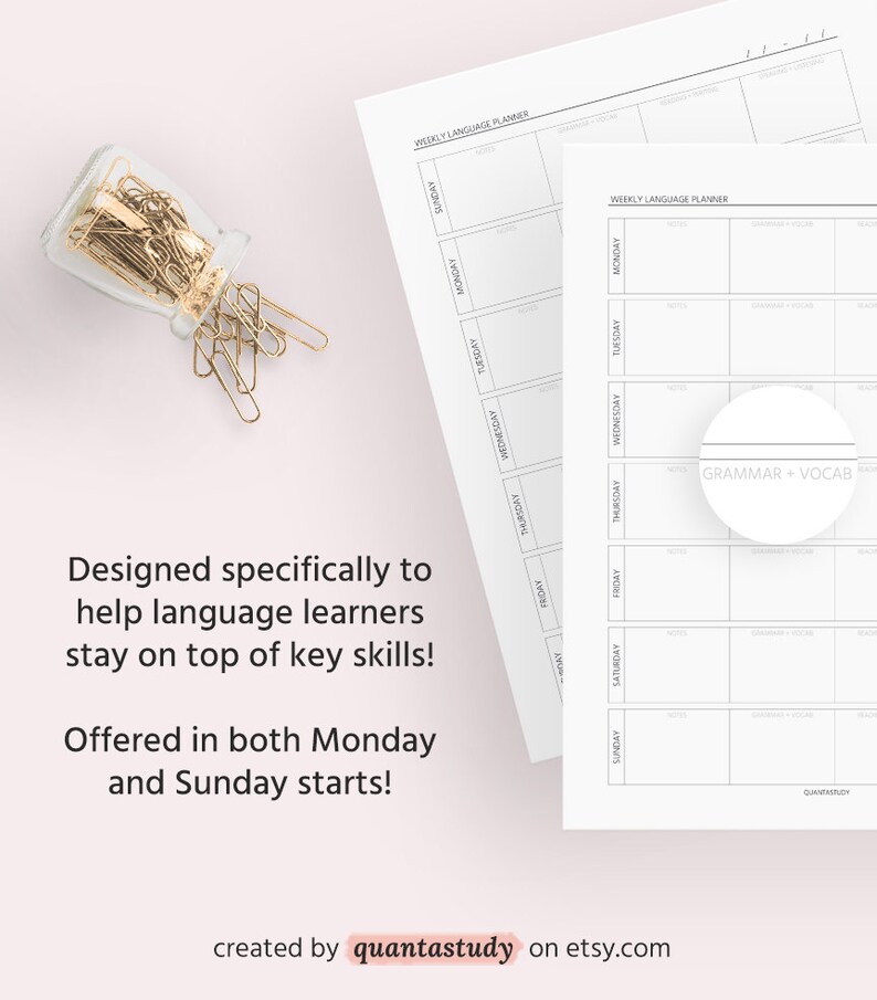 Weekly Language Learning Planner on One Page Printable - Etsy