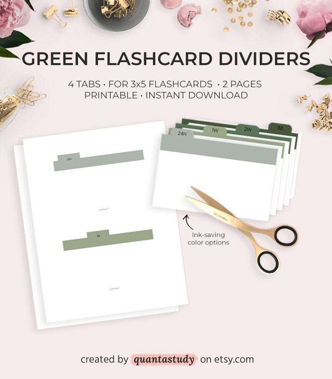Sage Green Printable Spaced Repetition Flashcard Dividers Tabs - Etsy