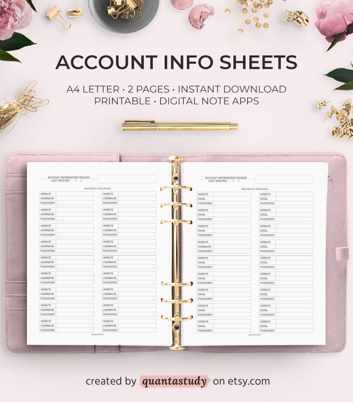 Account Information Tracker Sheets Username Email Password Online ...