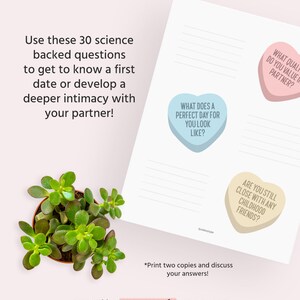 Valentine's Day Conversation Hearts Questions Journal for Couples and ...