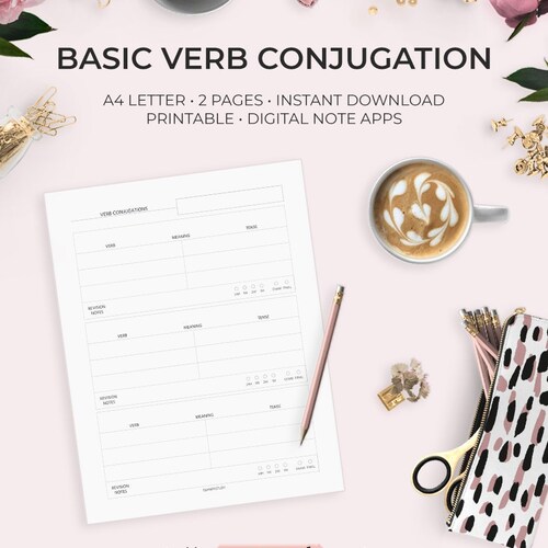 Verb Conjugation Sheet Foreign Language Learning Student - Etsy