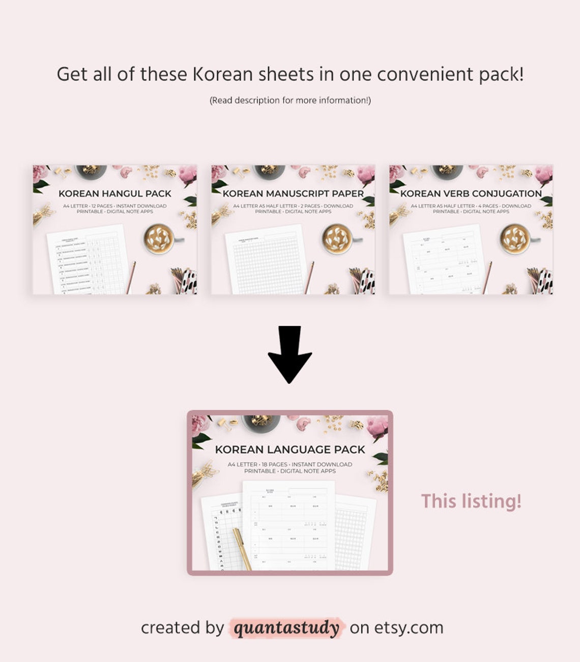 Korean Study Starter Pack Hangul Lettering Sheets Learn - Etsy