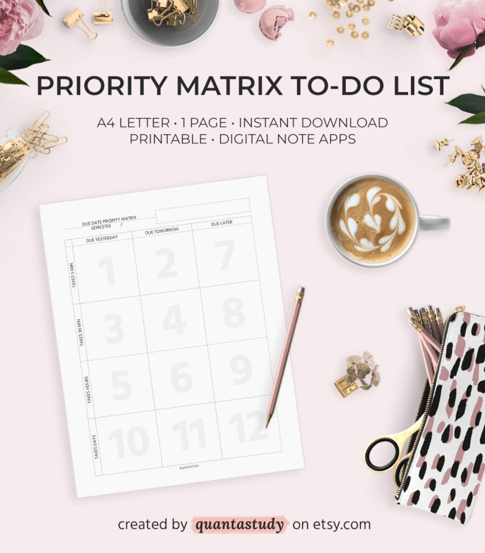 Eisenhower Priority Matrix To-do List Student Productivity - Etsy