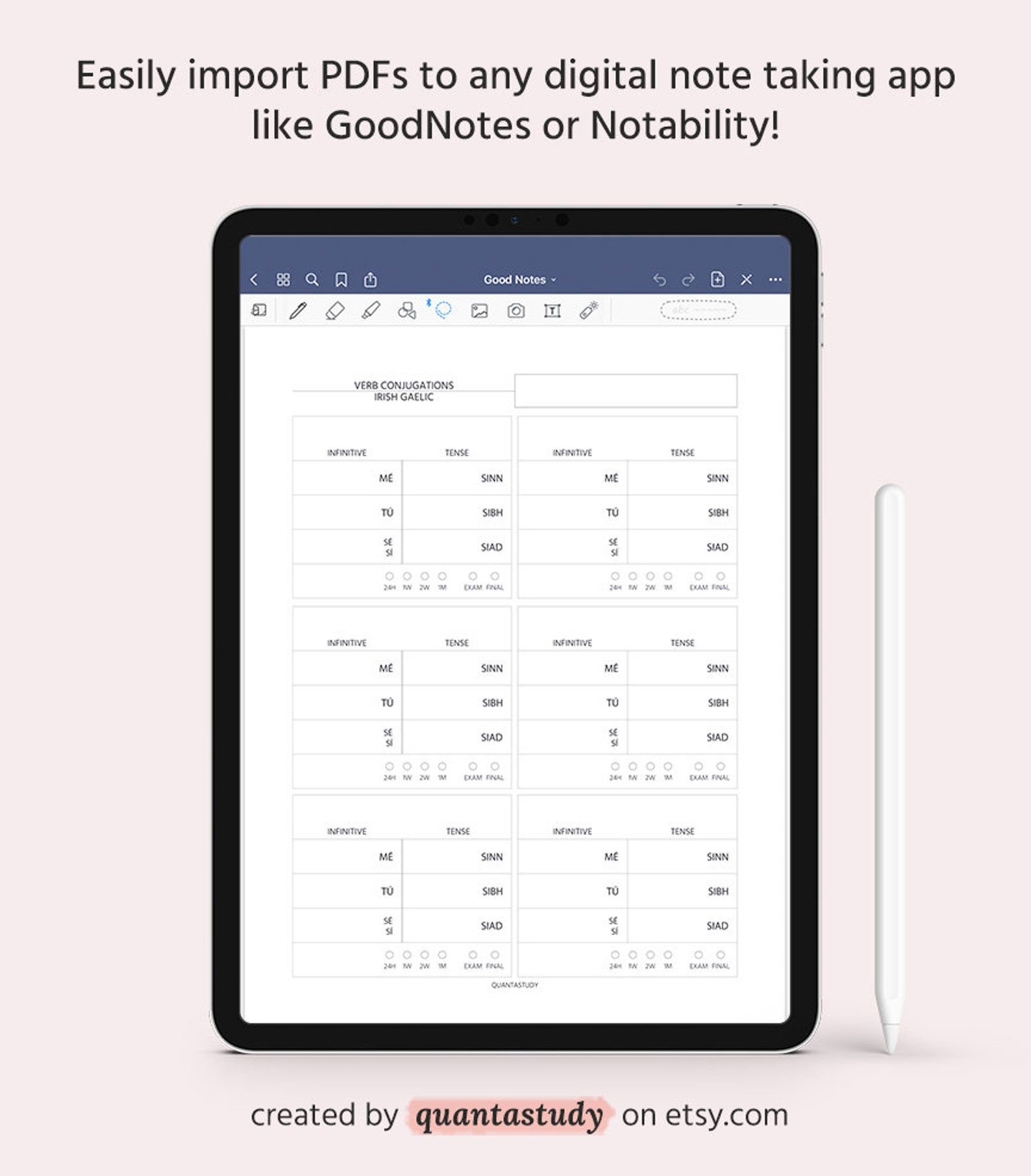 Irish Gaelic Verb Conjugation Printable Worksheets Download - Etsy