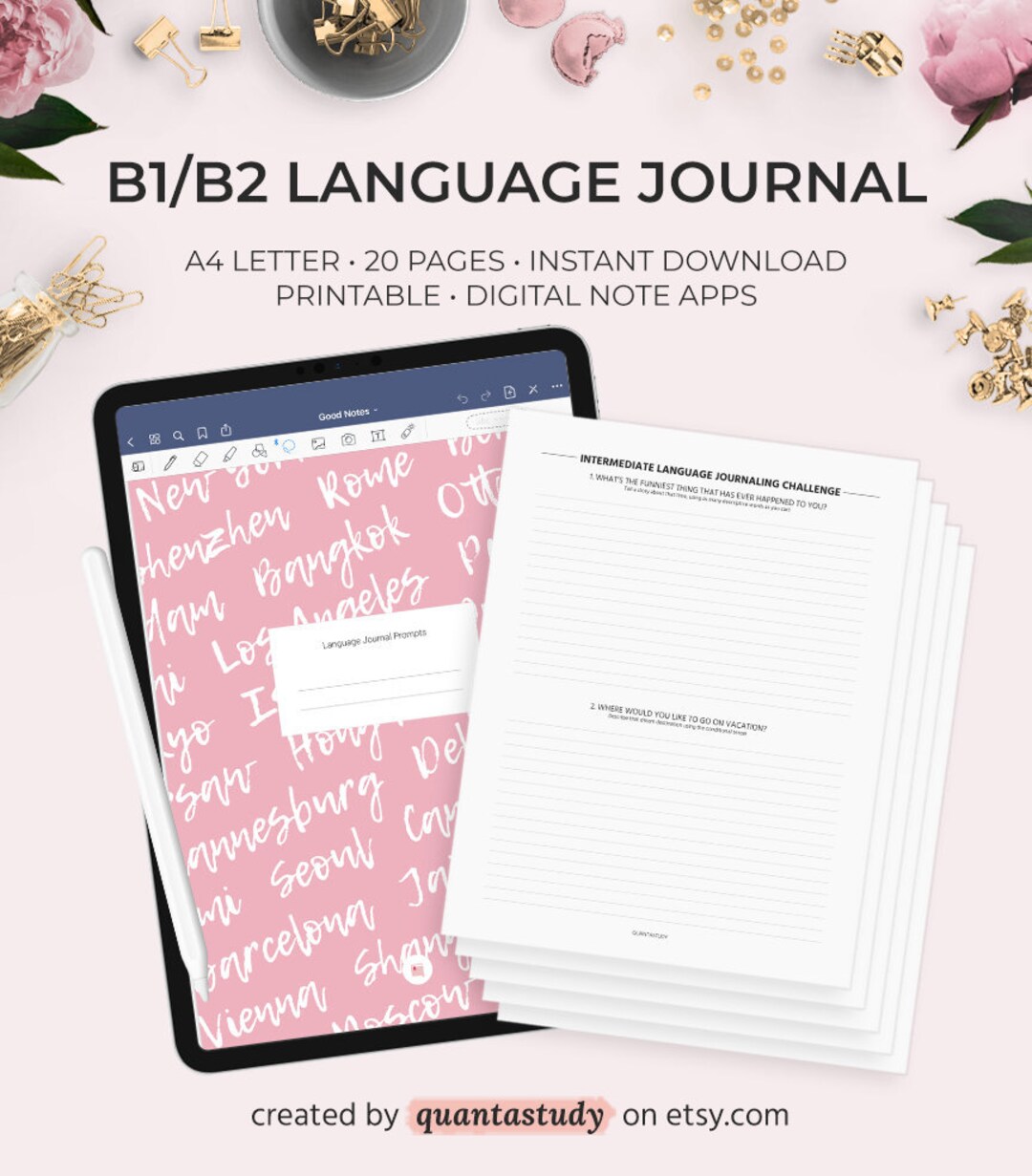 B1/B2 Intermediate Language Journal Prompts - Etsy