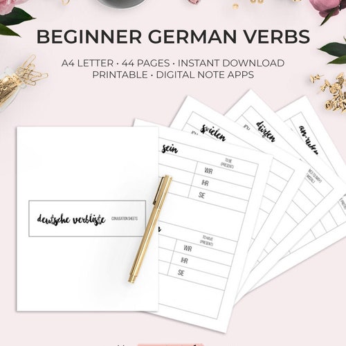 A1 A2 German Verb Conjugation Printable Packet PDF Worksheet - Etsy