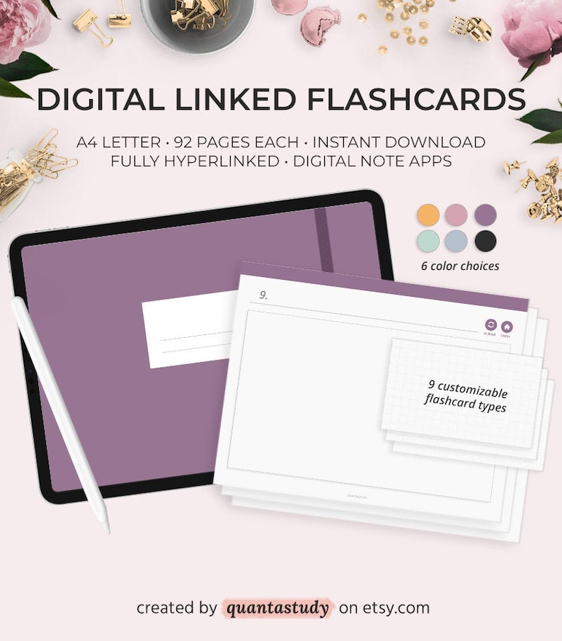 Hyperlinked Digital Flashcards for Goodnotes Customizable - Etsy