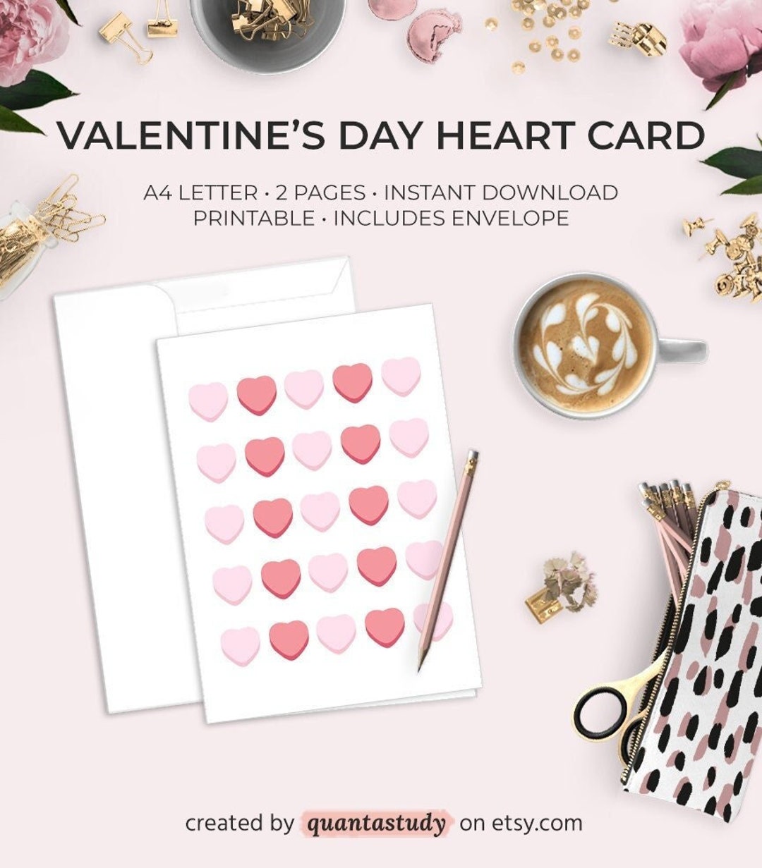 Printable Card and Envelope for Printable Valentine's Day - Etsy